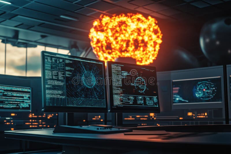 Control Room Filled with Advanced Technology during a Simulated ...