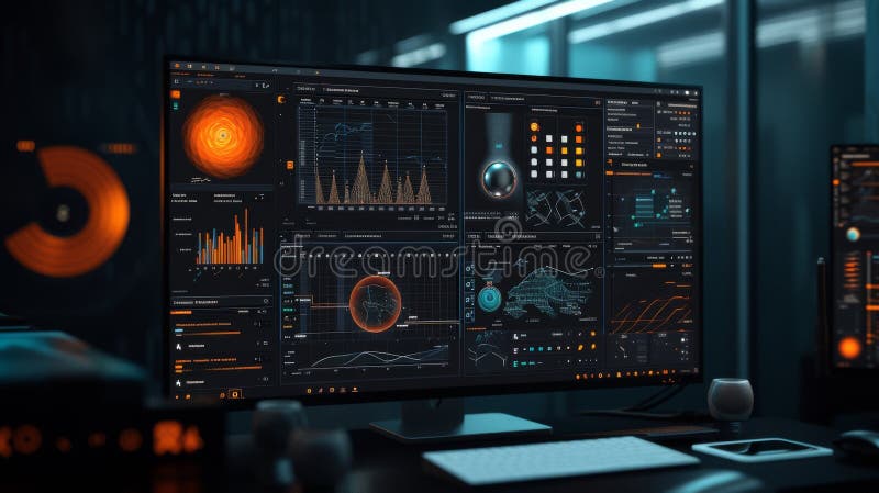 Futuristic Control Room with Multiple Displays Stock Photo - Image of innovation, hightech ...