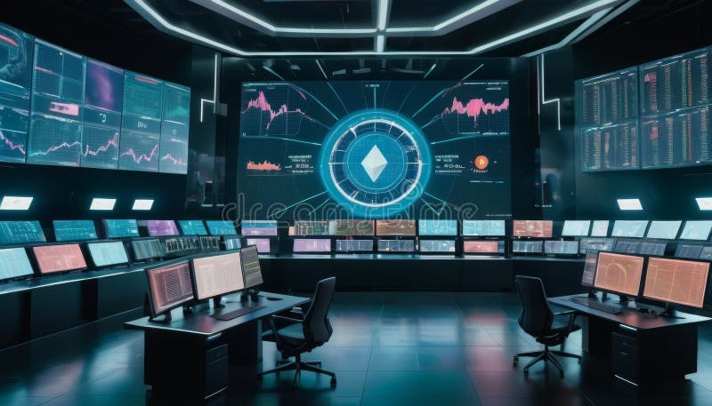Advanced Tech Control Room with Screens Stock Photo - Image of ...