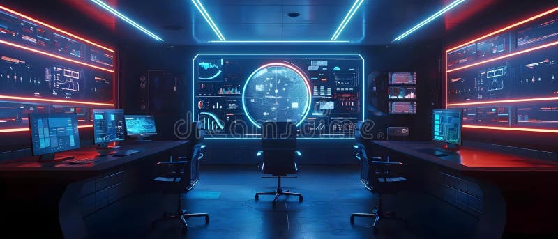High-Tech Control Room with Futuristic Interface and Minimalist Design ...