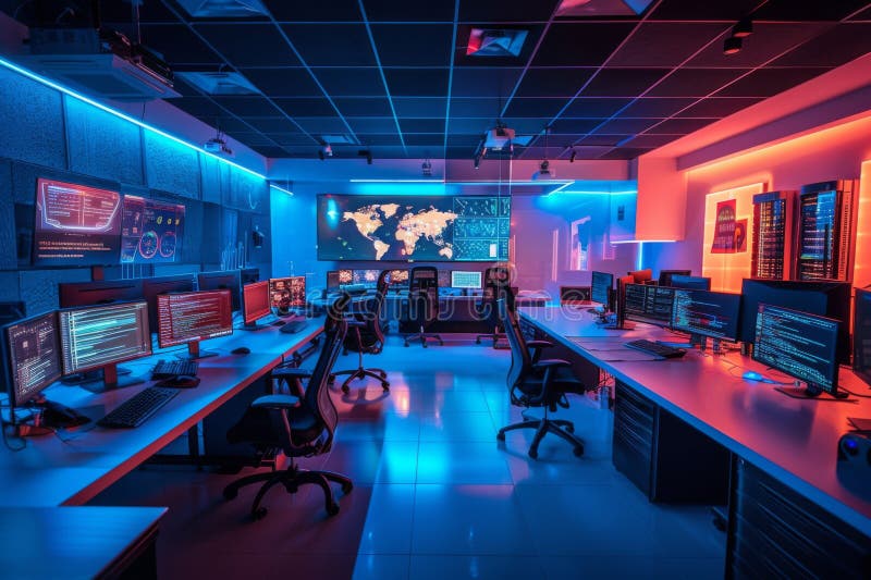 High Tech Control Room with Multiple Digital Displays Stock ... High Tech Control Room with Multiple Digital Displays Stock ...