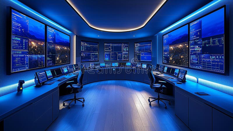 High-Tech Control Rooms in Underground Bunkers Stock Illustration ...