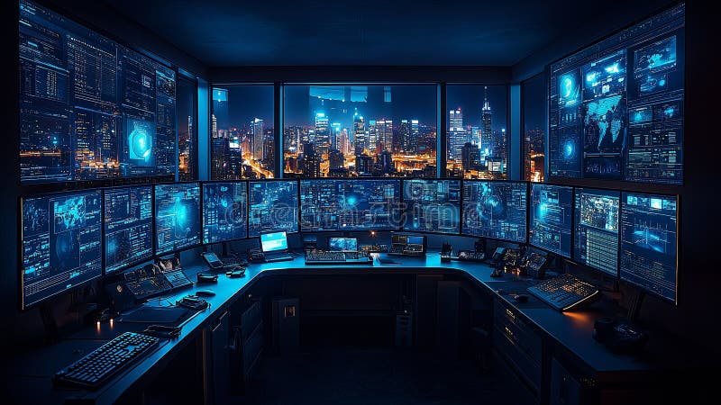 High-Tech Control Rooms in Underground Bunkers Stock Illustration ...