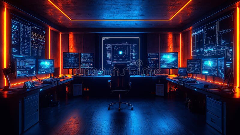 High-Tech Control Rooms in Underground Bunkers Stock Illustration ...