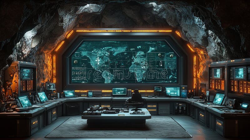 High-Tech Control Rooms in Underground Bunkers Stock Illustration ...