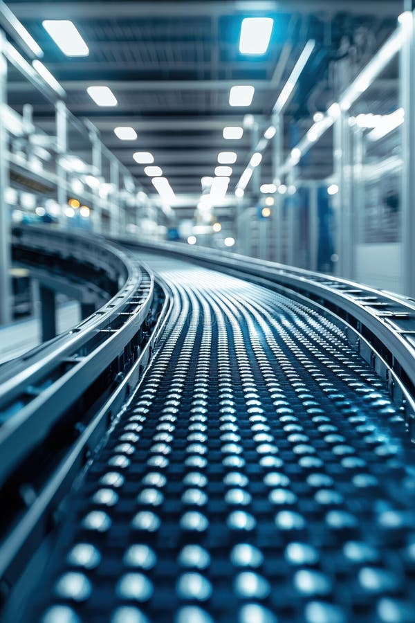 High-Tech Conveyor System in Modern Automated Production Facility for ...