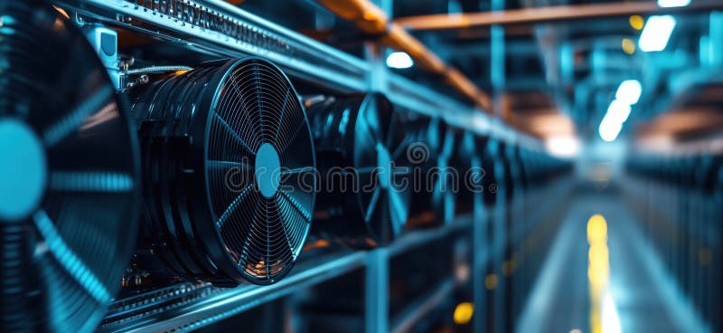 High-tech Cooling Fans in Cryptocurrency Mining Facility with ...