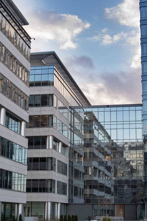 High Tech Corporate Office Building Stock Photo - Image of center ...