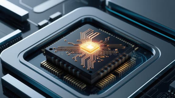 High-tech Cpu Chip Showcasing Glowing Molecular Circuits Embedded in a ...