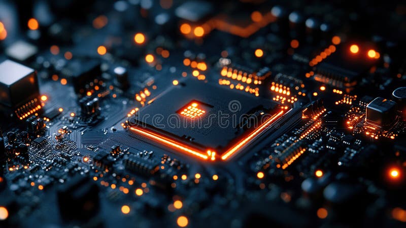 High-tech CPU on Circuit Board Stock Illustration - Illustration of ...