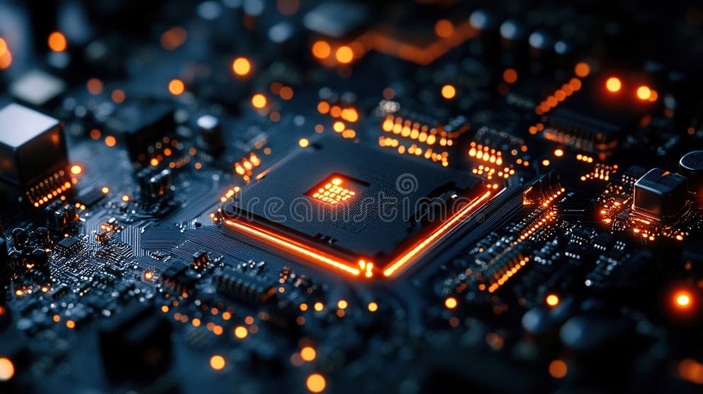 High-tech CPU on Circuit Board Stock Illustration - Illustration of ...