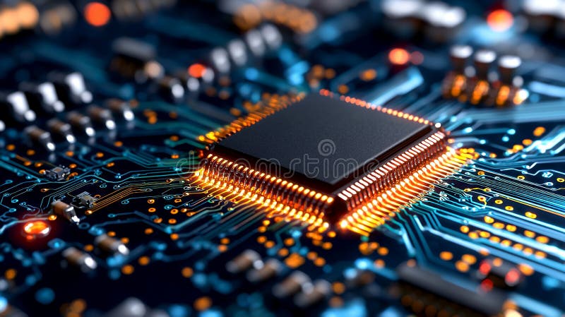 High Tech Cpu on Circuit Board Stock Illustration - Illustration of ...