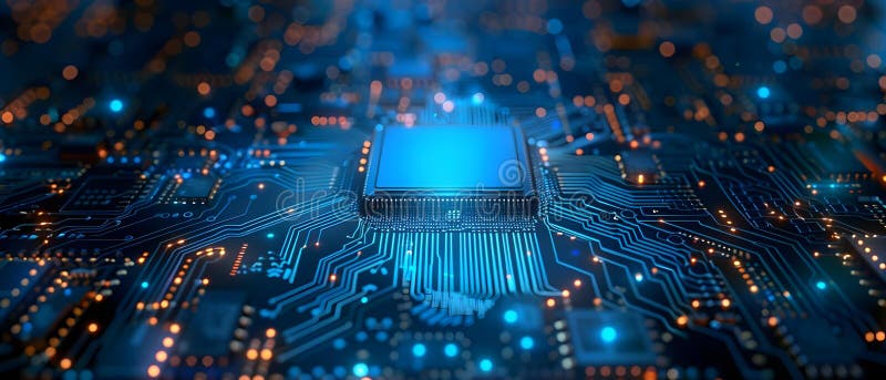 High-Tech CPU Core with Digital Circuitry Illumination. Concept ...