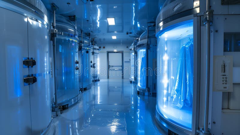 High-tech Cryogenic Chambers Light a Sterile Hallway in a Human ...