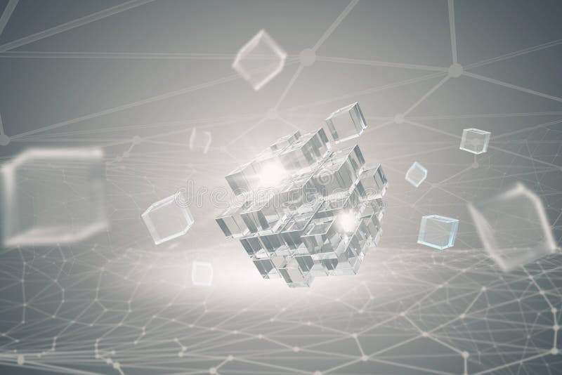 High Tech Cube Figure . Mixed Media Stock Photo - Image of steel ...