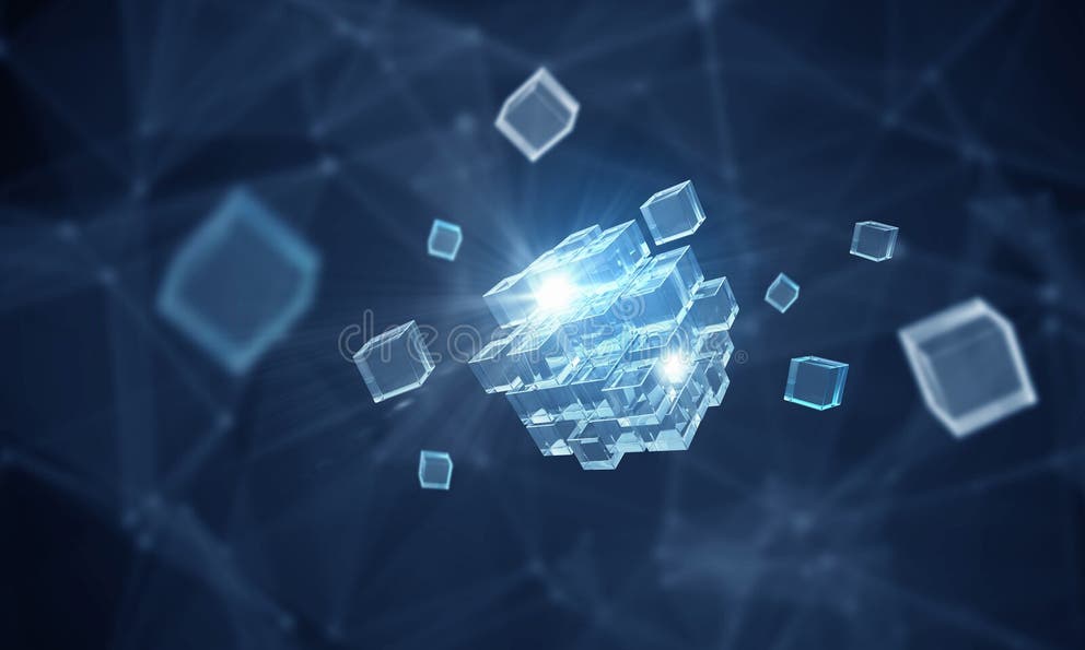 High Tech Cube Figure . Mixed Media Stock Image - Image of metal ...