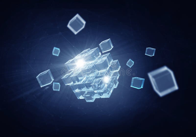 High Tech Cube Figure . Mixed Media Stock Image - Image of steel ...