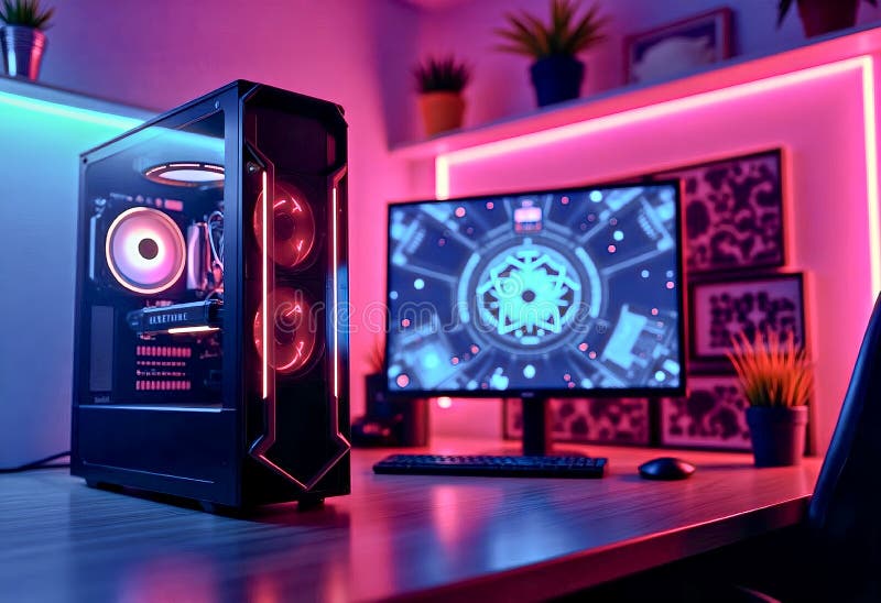 High-tech Custom Gaming PC with Multiple Fans for Cooling the CPU. AI ...