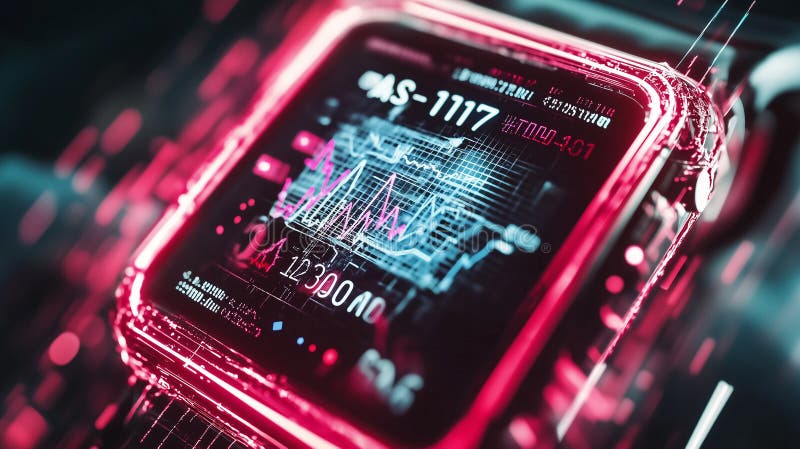 Futuristic Cyberpunk Smartwatch with Digital Interface Stock ...