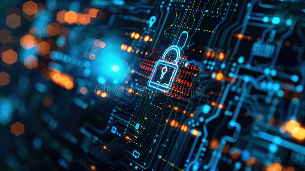 High-tech Cybersecurity Interface with Encrypted Data Protection. Stock ...