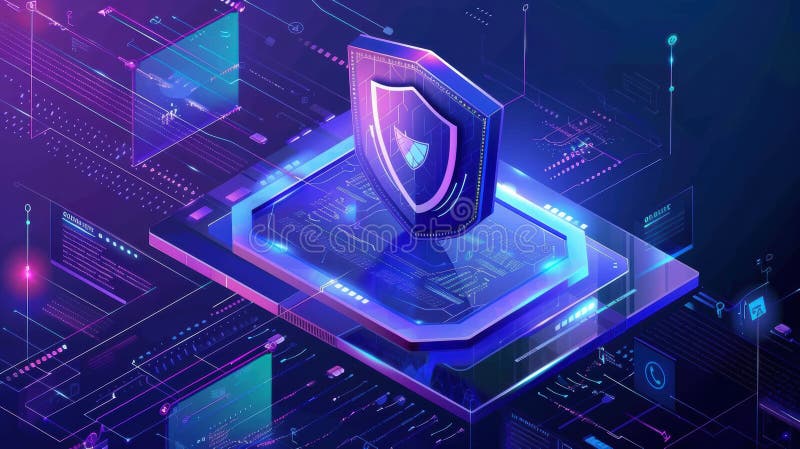 High-tech Cybersecurity Interface with Encrypted Data Protection. Stock ...