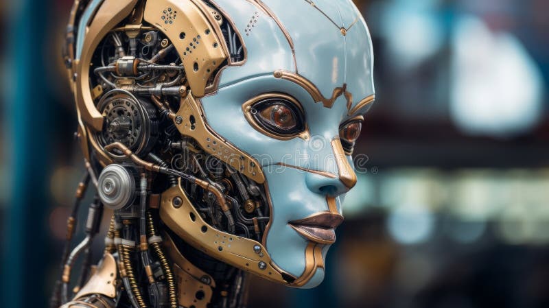 High-Tech Cyborg Face Depicting the Intersection of Humanity and ...