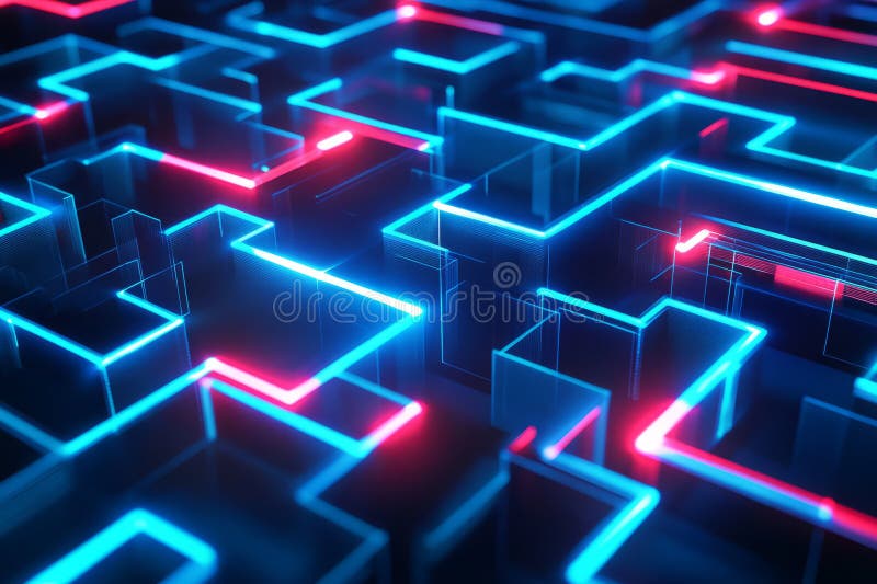 A High-tech 3D Abstract Background Featuring a Geometric Maze of ...