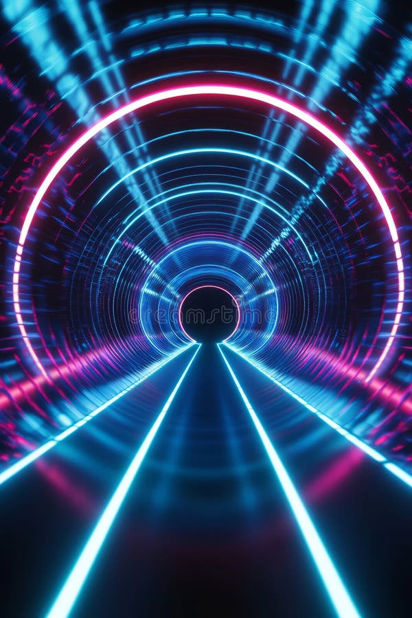 A High-tech 3D Abstract Background Featuring an Infinite Neon Tunnel ...
