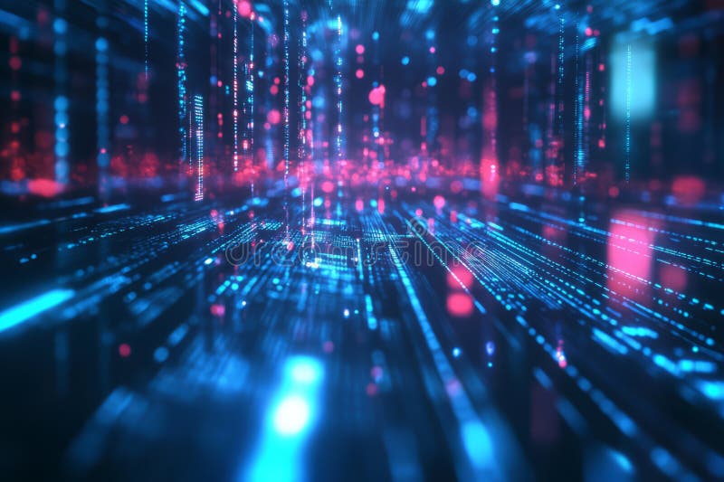 A High Tech 3d Abstract Background Featuring A Vast Matrix Of Luminous Floating Data Streams