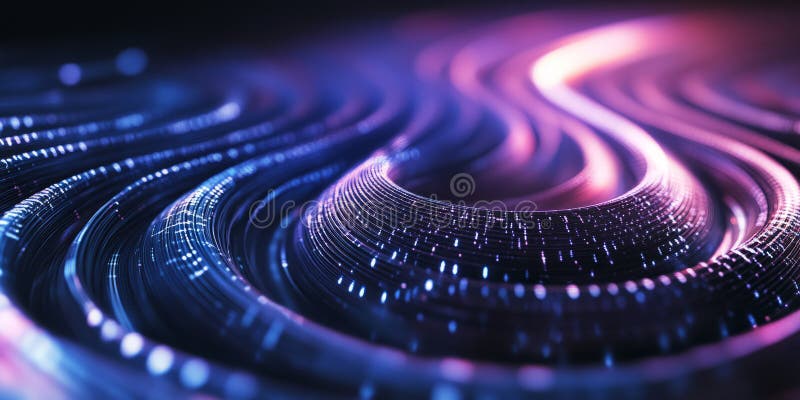 A High-tech 3D Abstract Background with Glowing Spirals of Digital ...