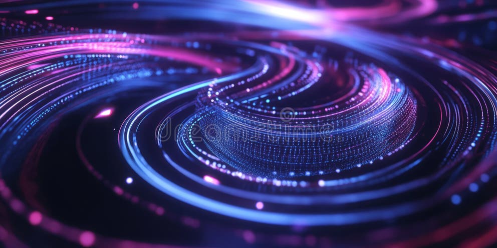 A High-tech 3D Abstract Background with Glowing Spirals of Digital ...