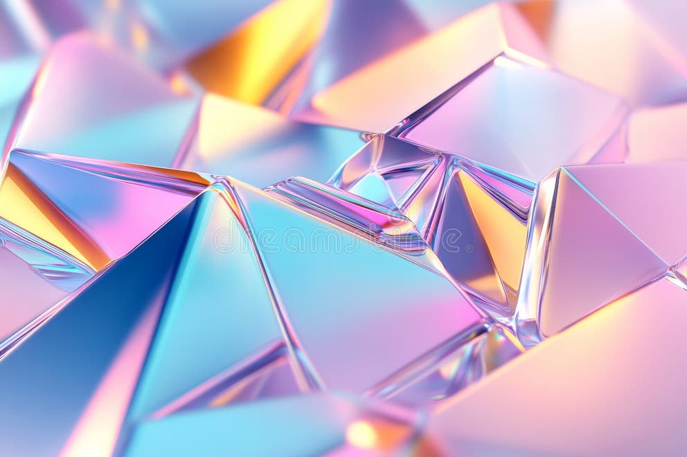 A High-tech 3D Abstract Background Showcasing an Endless Array of Interlocking Neon Prisms and ...