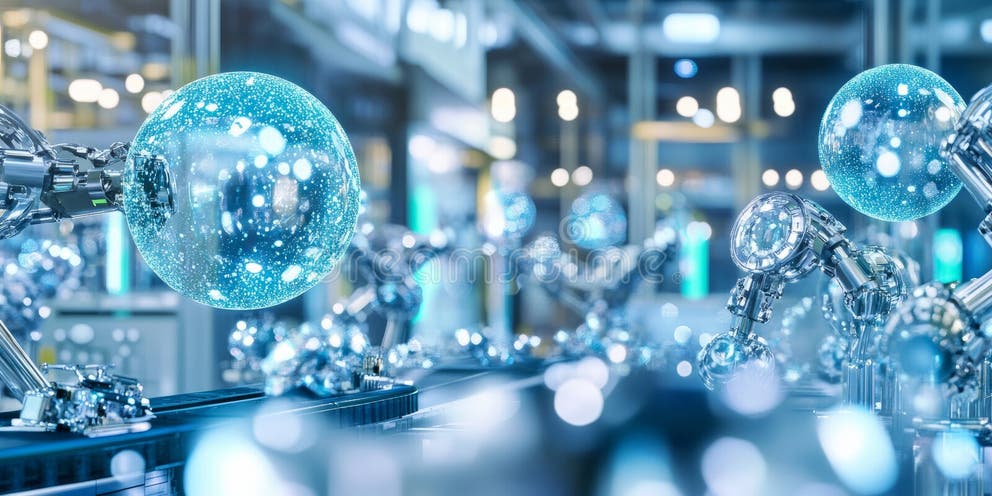 A High-tech 3D Background of an Advanced Robotic Assembly Line. Sleek ...