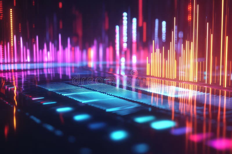 A High-tech 3D Background Featuring a Floating, Transparent Audio ...