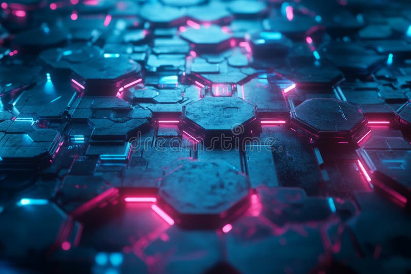 A High-tech 3D Background Featuring Hexagonal Tiles Arranged in a ...