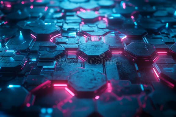 A High-tech 3D Background Featuring Hexagonal Tiles Arranged in a ...