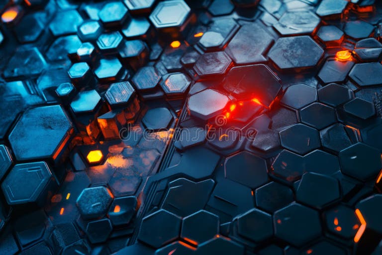 A High-tech 3D Background Featuring Hexagonal Tiles Arranged in a ...