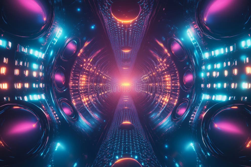 A High-tech 3D Background Featuring Levitating Speaker Orbs Arranged in ...