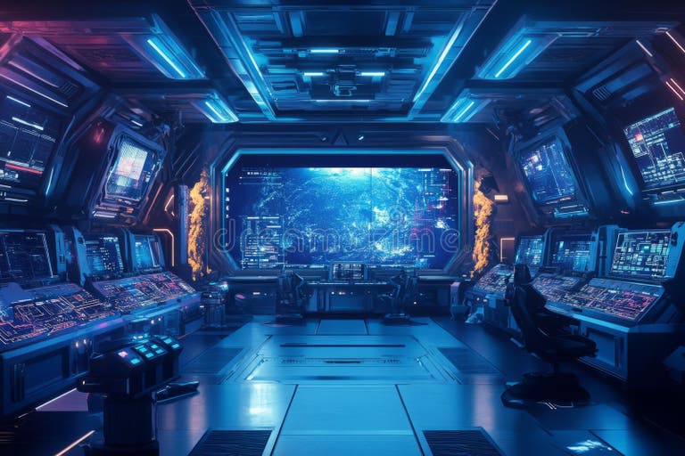 A High-tech 3D Background of an Interstellar Command Center Inside a ...