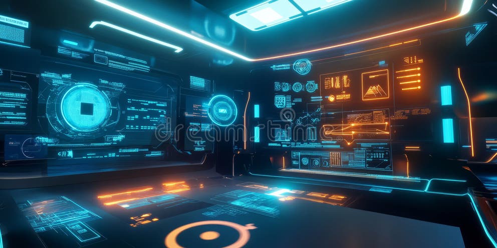 A High-tech 3D Background Showcasing an Advanced Holographic Interface ...