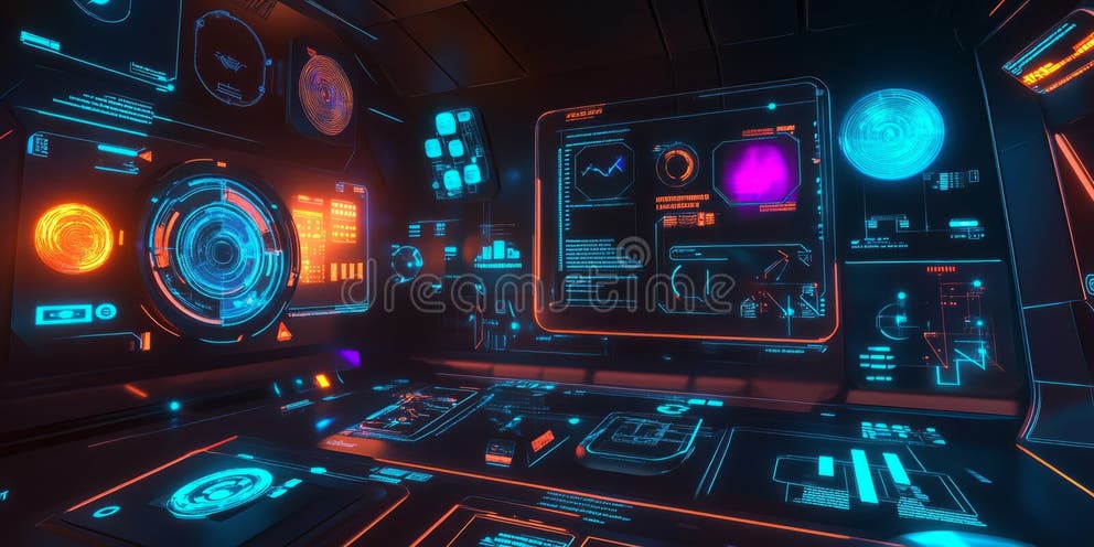 A High-tech 3D Background Showcasing an Advanced Holographic Interface ...