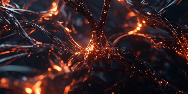 A High-tech 3D Background Showcasing a Complex Network of Glowing Fiber ...