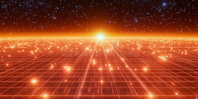 A High-tech 3D Background Showcasing a Massive Digital Grid Extending ...