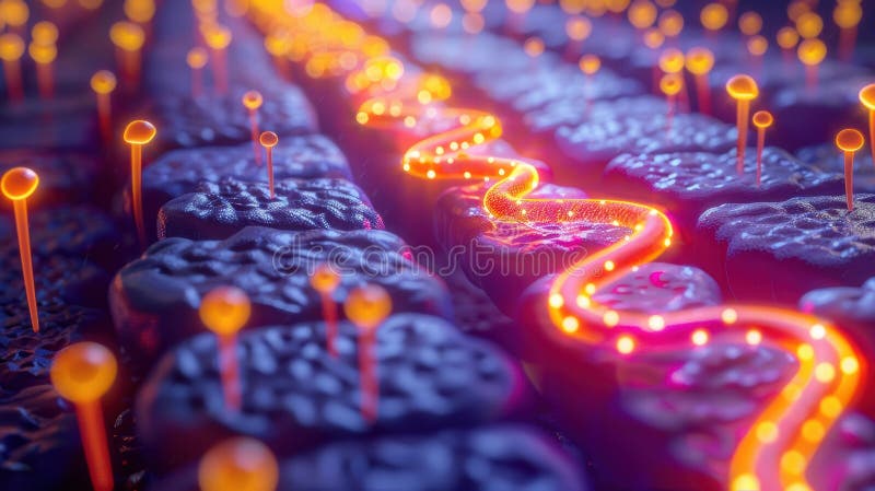 High-tech 3D Enzyme Protein Bond Visualization, Glowing Vibrant ...