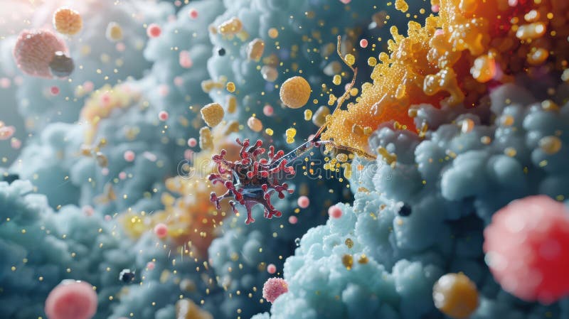 High-tech 3D Enzyme Protein Bond Visualization, Glowing Vibrant ...