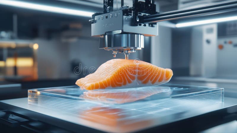High-tech 3D Food Printer Crafting Fresh Salmon Fillet in Modern ...