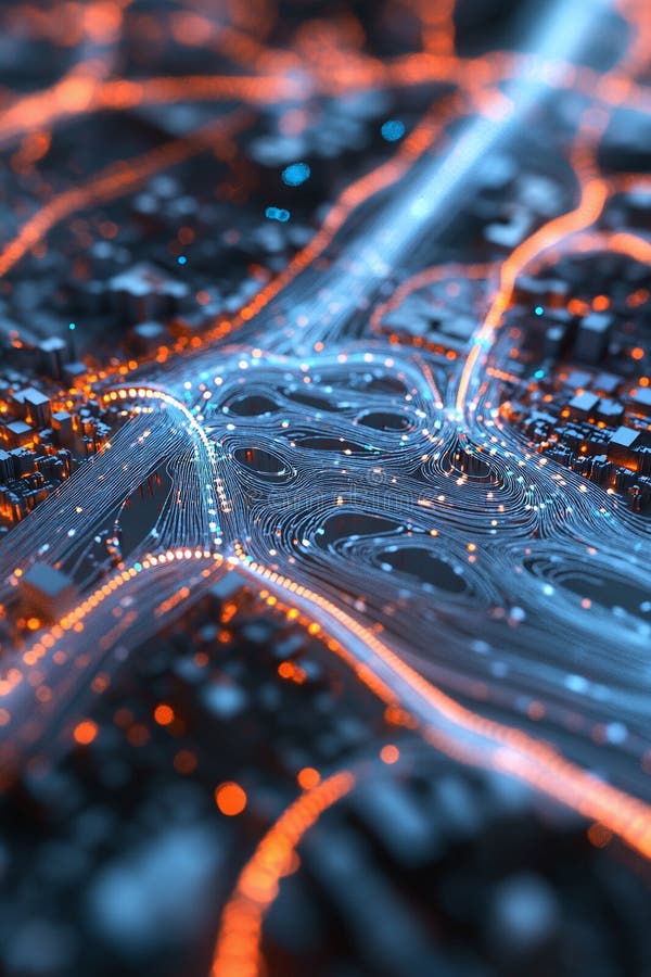 A High-tech 3D GIS Map Showing Wireless Data Transfer between Major ...