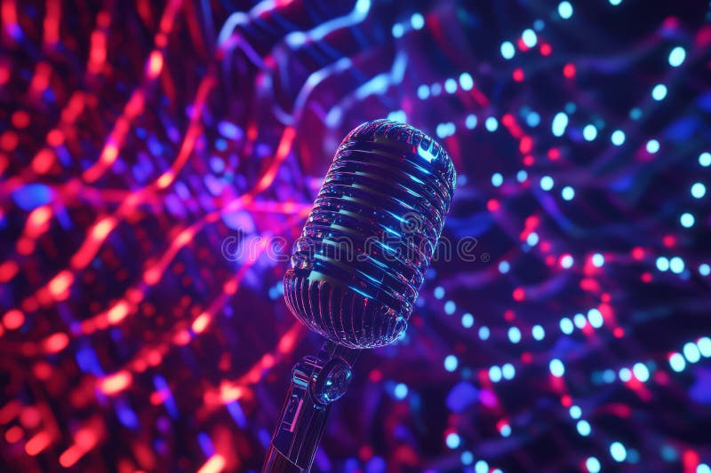 A High-tech 3D Music Background Featuring a Levitating Holographic ...