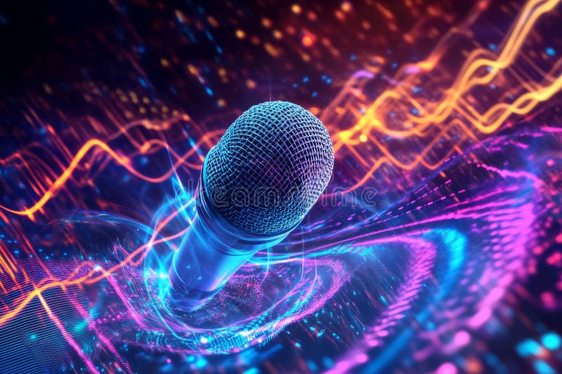 A High-tech 3D Music Background Featuring a Levitating Holographic ...