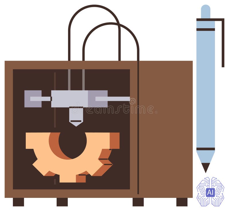 Advanced 3D Printer Creating Gear Component with Pen and AI Technology ...